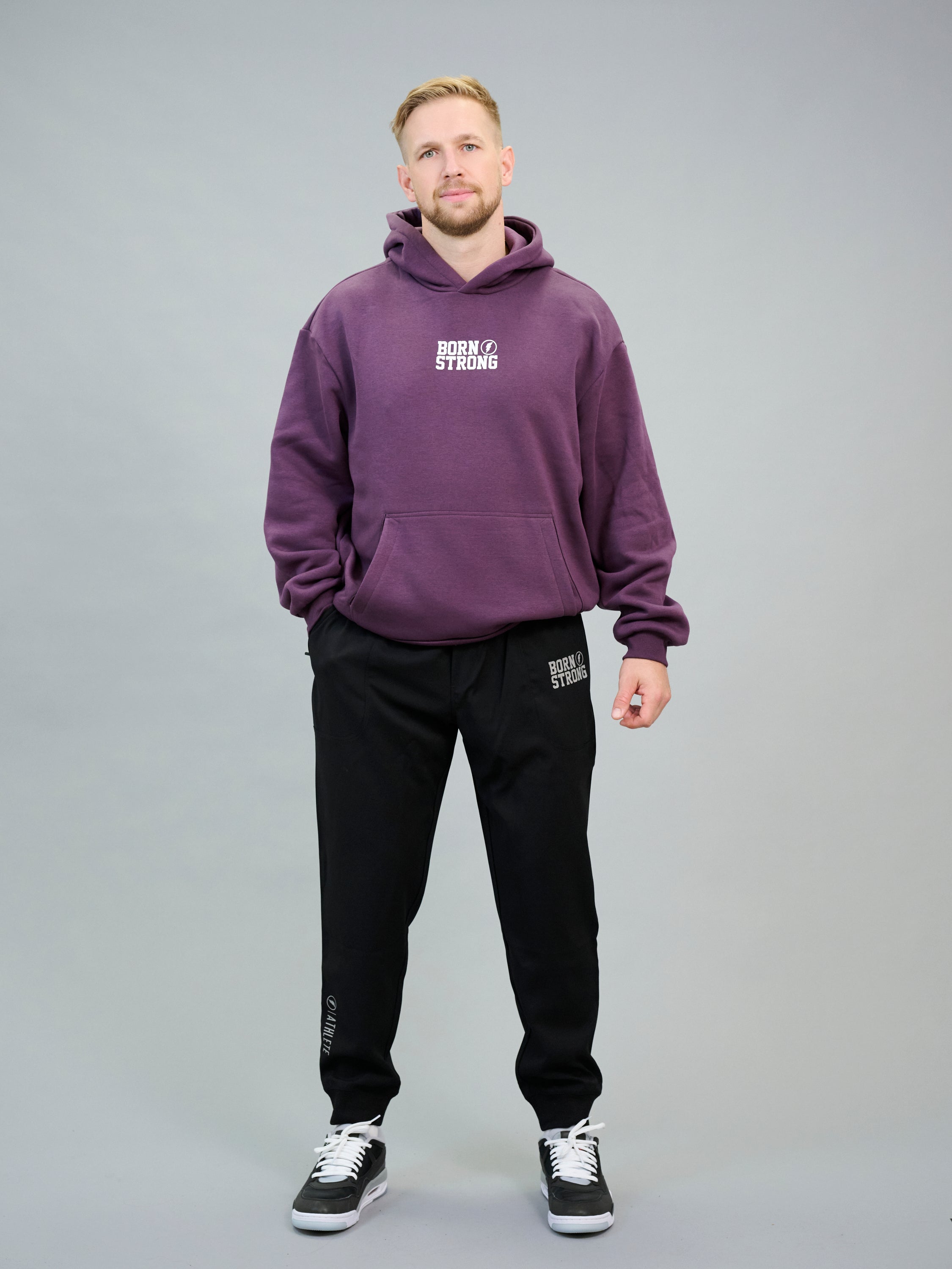 Born Strong Icon Logo Hoodie Plum – Functional Fitness | Born Strong